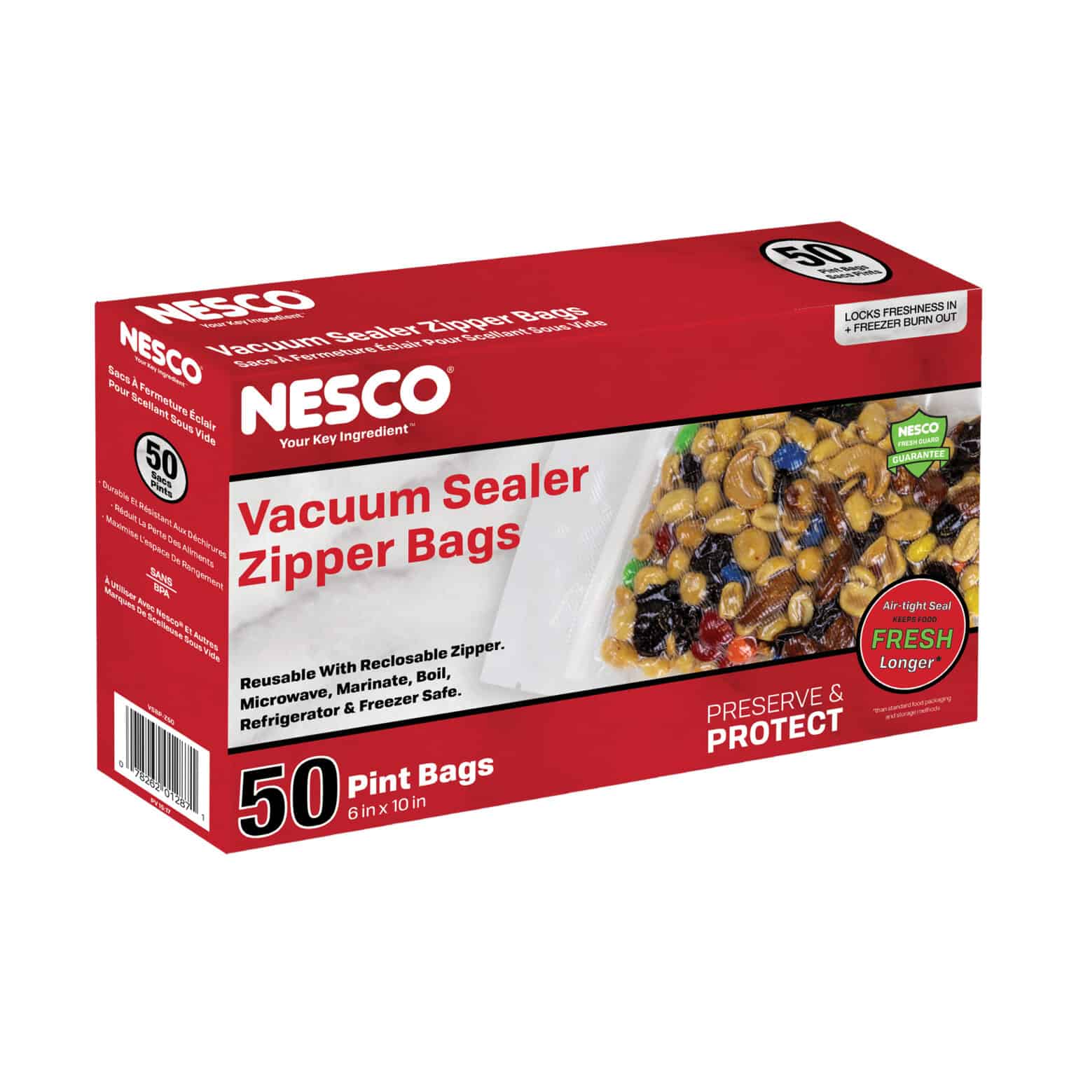 50 Vacuum Sealer Zipper Pint Sized Bags (6" x 10') VSBP-Z50 | NESCO